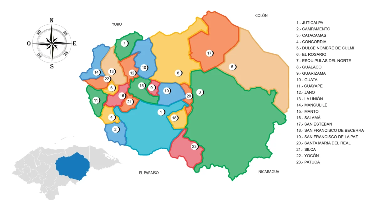 Mapa del Departamento de Olancho – RedHonduras - El referente de Honduras